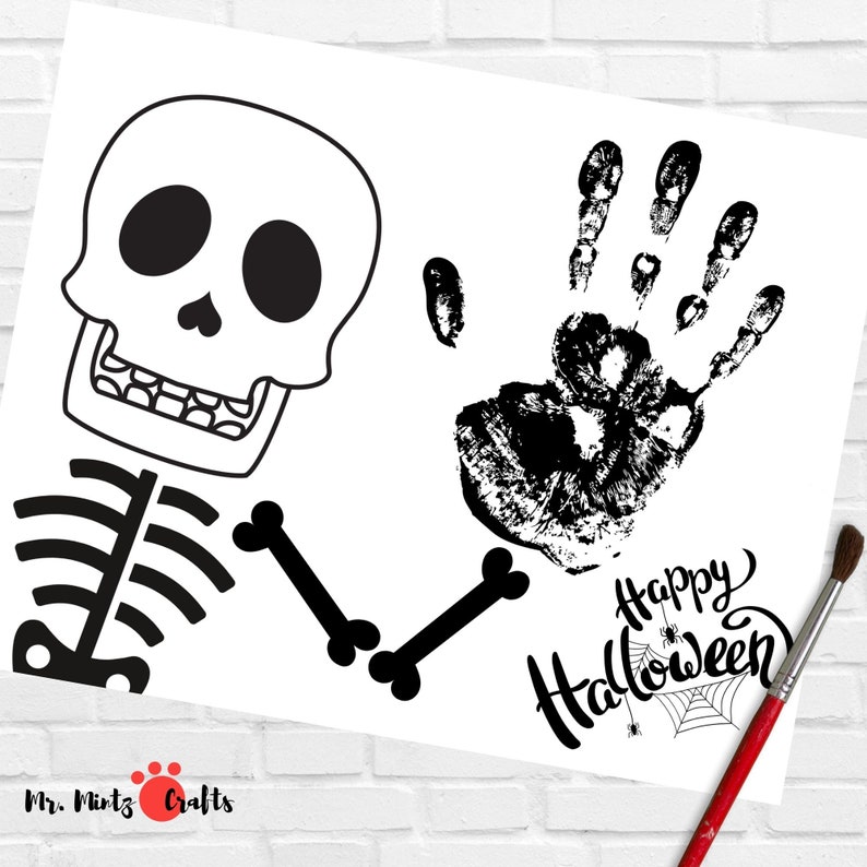 Halloween Skeleton Handprint Art Craft Halloween Gift - Etsy