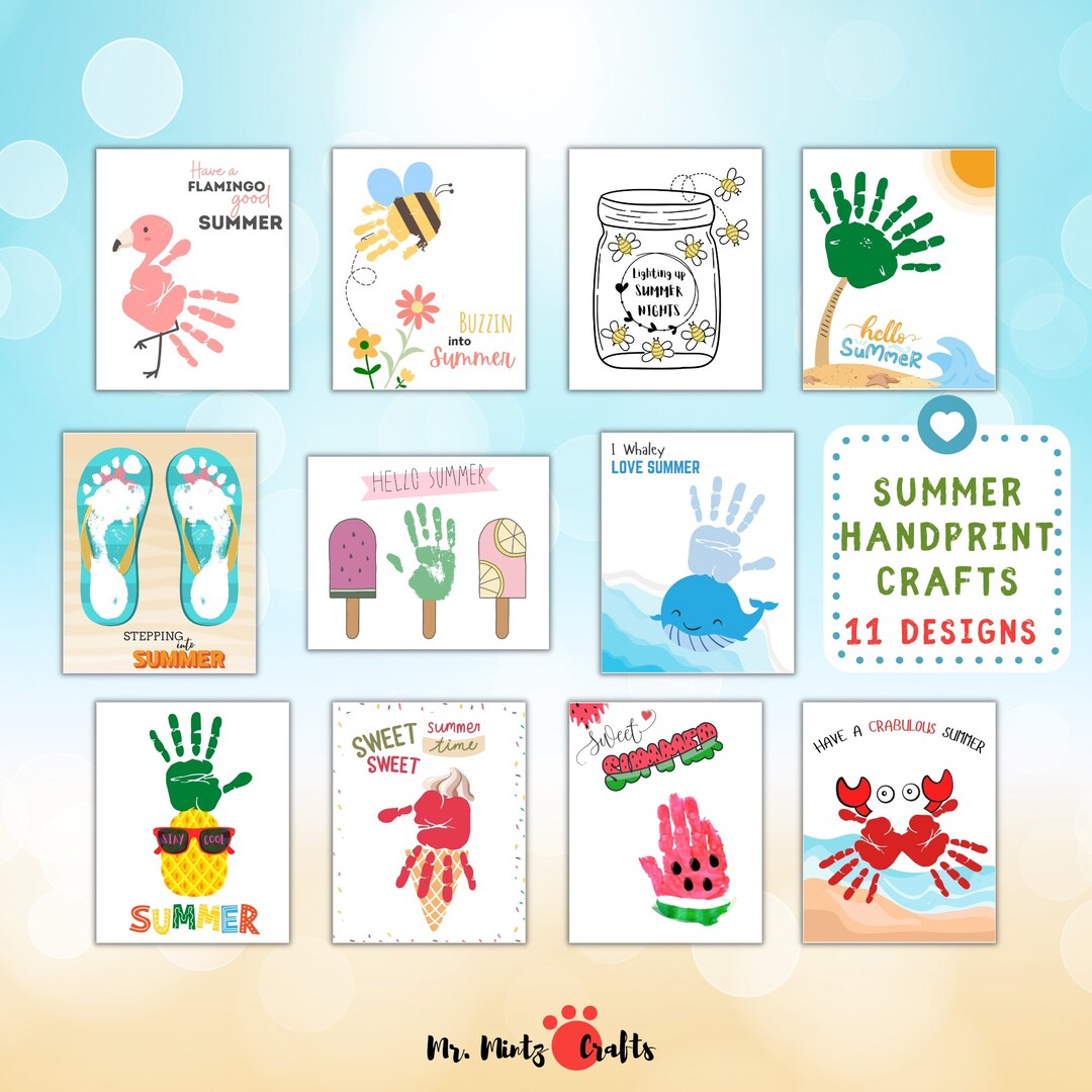 Summer Handprint Footprint Fingerprint Art Craft for Kids Printable ...