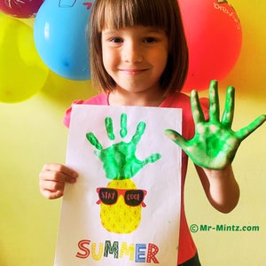 Summer Handprint Art Craft for Kids Printable | Pineapple Watermelon ...