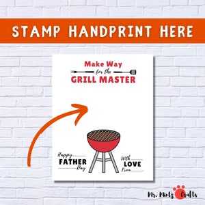 Fathers Day Gifts From Kids Grill Handprint Art Craft Printable Father ...