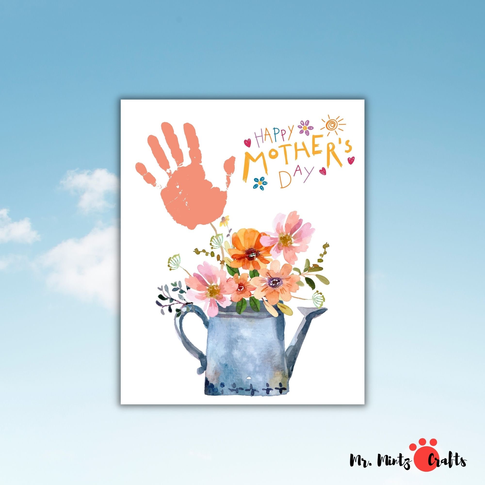 Handprint Art Craft | Flower Mothers Day Handprint Card | Handprint ...