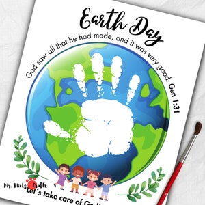 Earth Day Handprint Art Craft Printable Activities for Kids | Preschool ...
