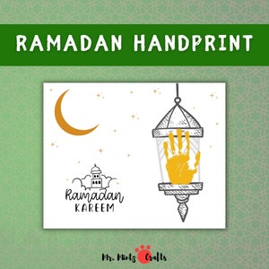 Ramadan Handprint Art Craft Printable | Ramadan Cards| Islamic Crafts ...