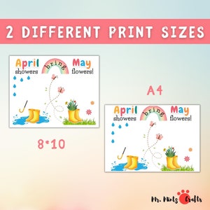 April Showers Bring May Flowers Art Craft Printable | Spring Activities ...