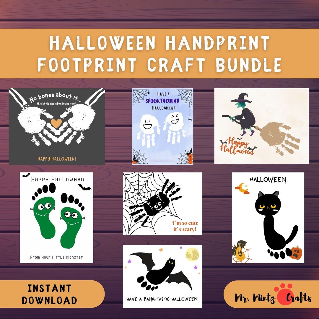 Halloween Handprint Footprint Art Craft Bundle | Fall Handprint Craft ...
