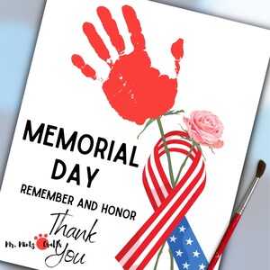 Memorial Day DIY Kids Handprint Keepsake Art Craft Printable | Memorial ...