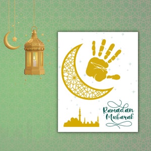 Ramadan Handprint Art Craft Printable | Ramadan Cards| Islamic Crafts ...