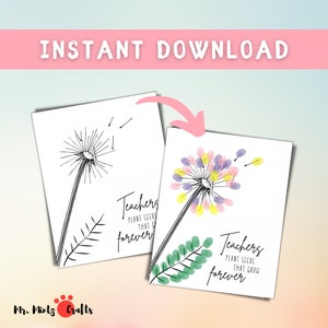 Teacher Appreciation Gift Handprint Fingerprint Art Craft Printable ...