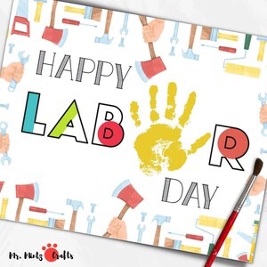 Labor Day Handprint Art Craft | Labor Day Card | Happy Labor Day ...