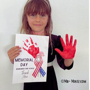 Memorial Day DIY Kids Handprint Keepsake Art Craft Printable | Memorial ...