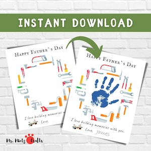 Father’s Day Handprint Craft for Dad | Printable Tool Theme Card for ...
