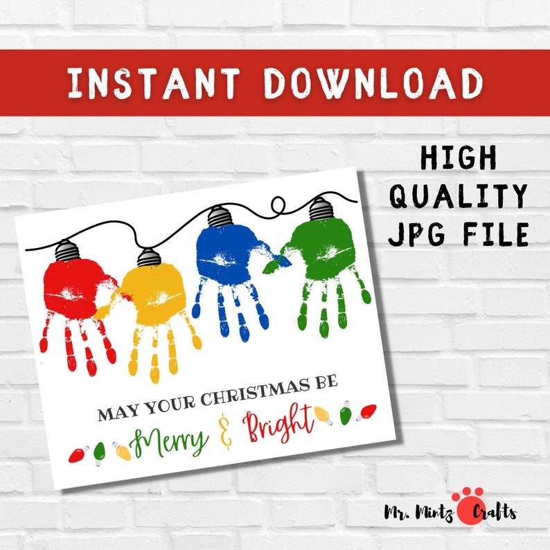 Handprint Christmas Lights Christmas Handprint Art Crafts - Etsy