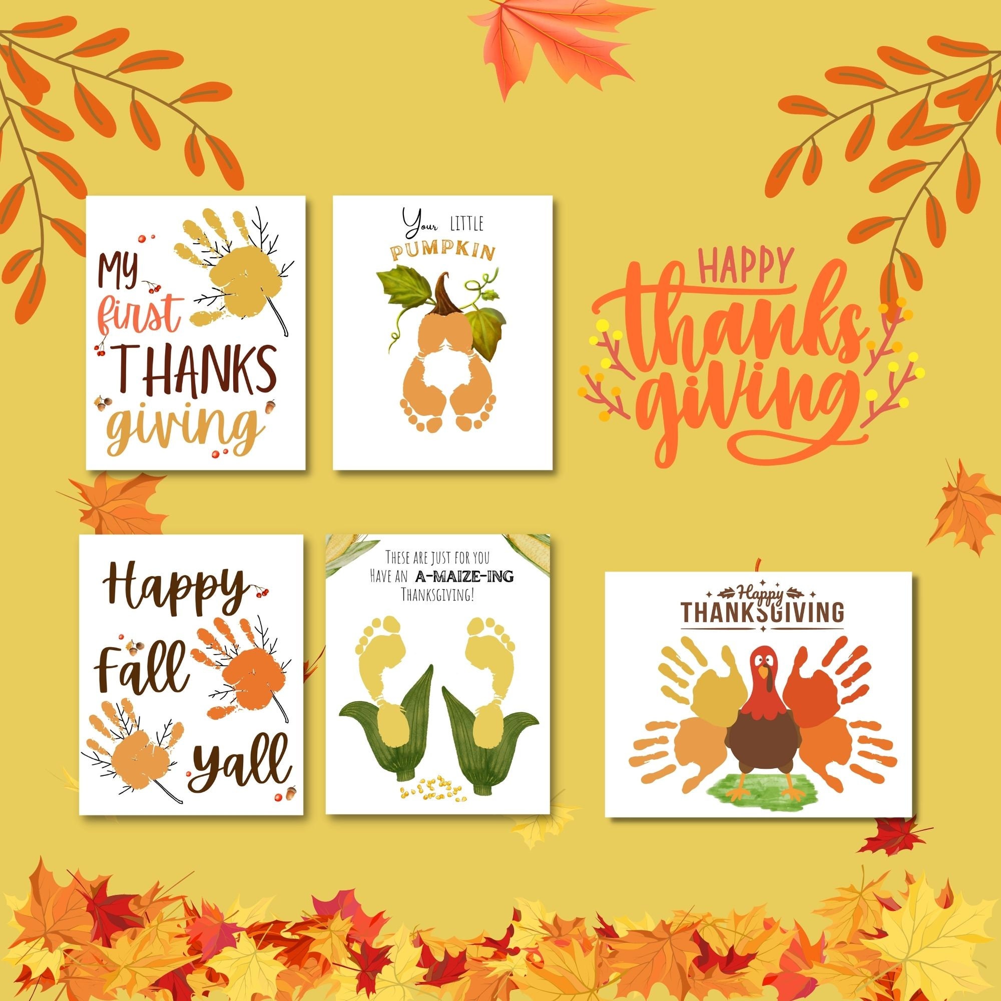 Thanksgiving Handprint Footprint Art Craft Bundle Turkey - Etsy