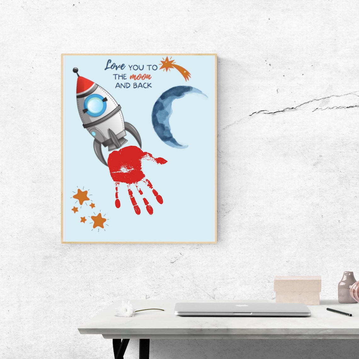 I Love You to the Moon Gift Card for Dad From Kids Handprint - Etsy