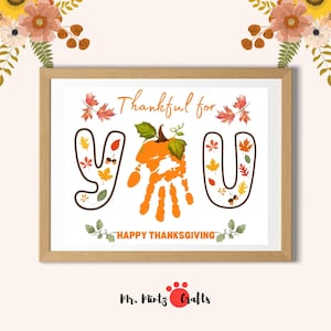 Thankful for You Thanksgiving Handprint Art Craft Activities Printable ...