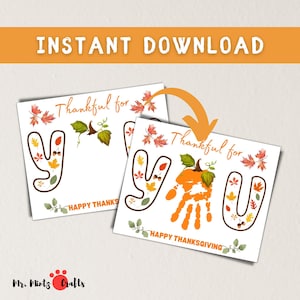 Thankful for You Thanksgiving Handprint Art Craft Activities Printable ...
