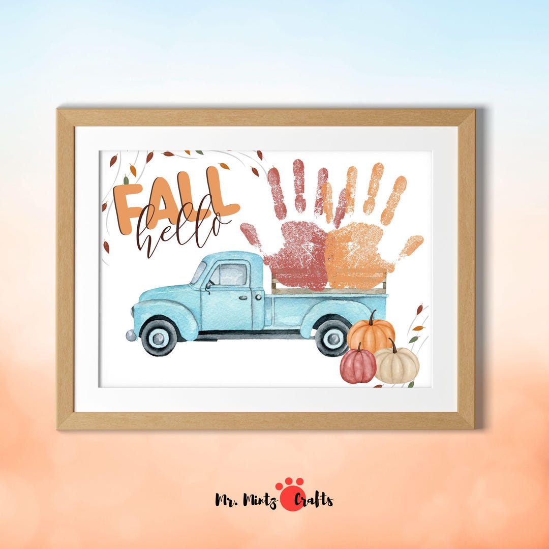 Fall Truck Pumpkin Handprint Craft | DIY Printable Keepsake Kids ...