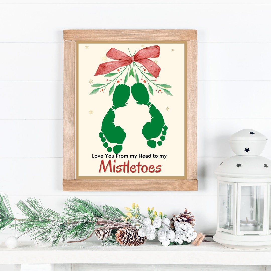 Mistletoe Footprint Card Christmas Handprint Footprint Art Craft ...
