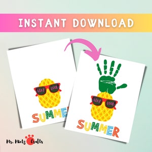 Summer Handprint Art Craft for Kids Printable | Pineapple Watermelon ...