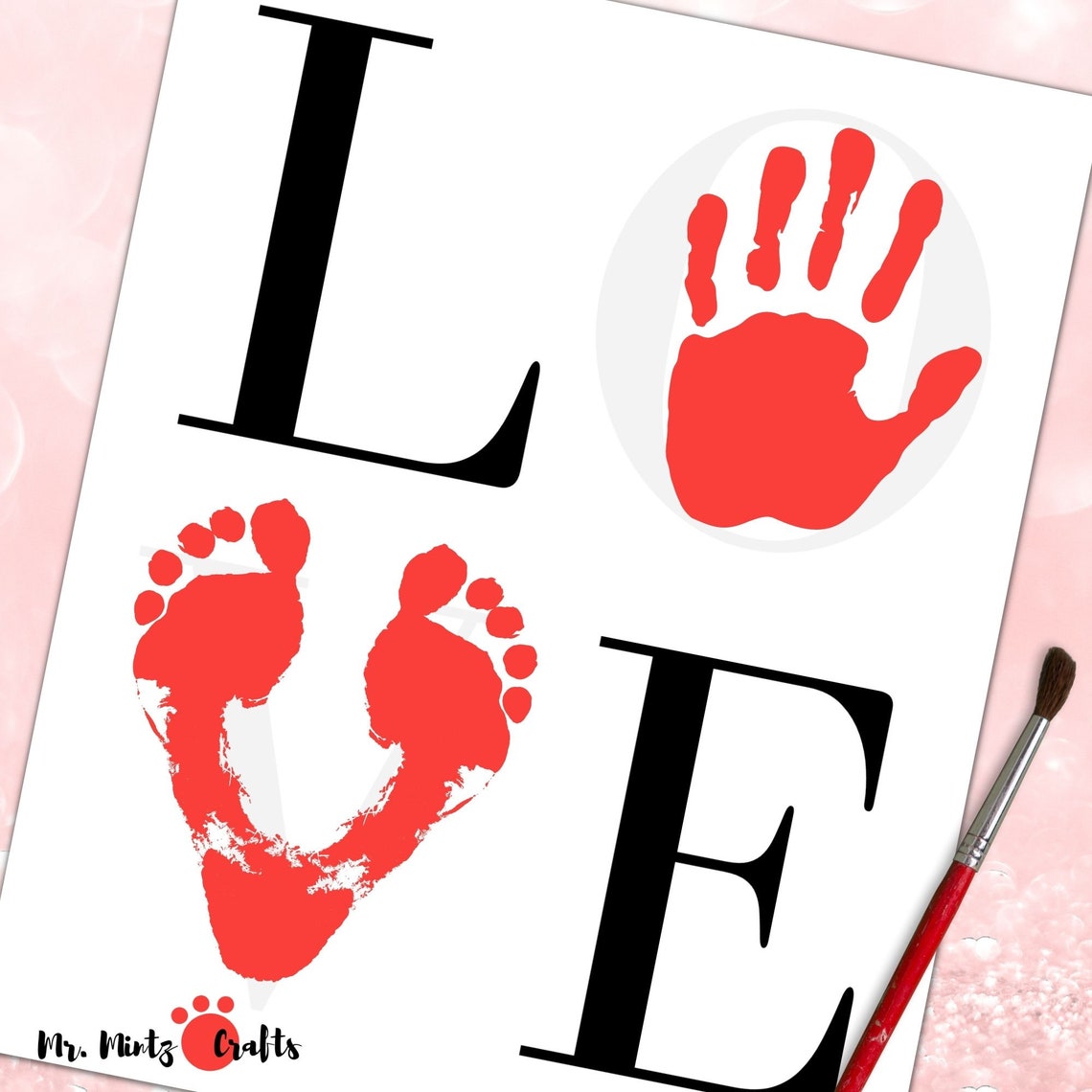 Valentines Day Love Handprint Footprint Art Craft Template Printable ...