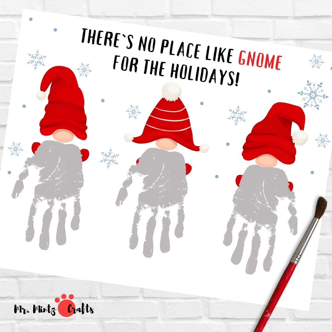 Christmas Gnomes Handprint Art Craft Template Printable - Etsy