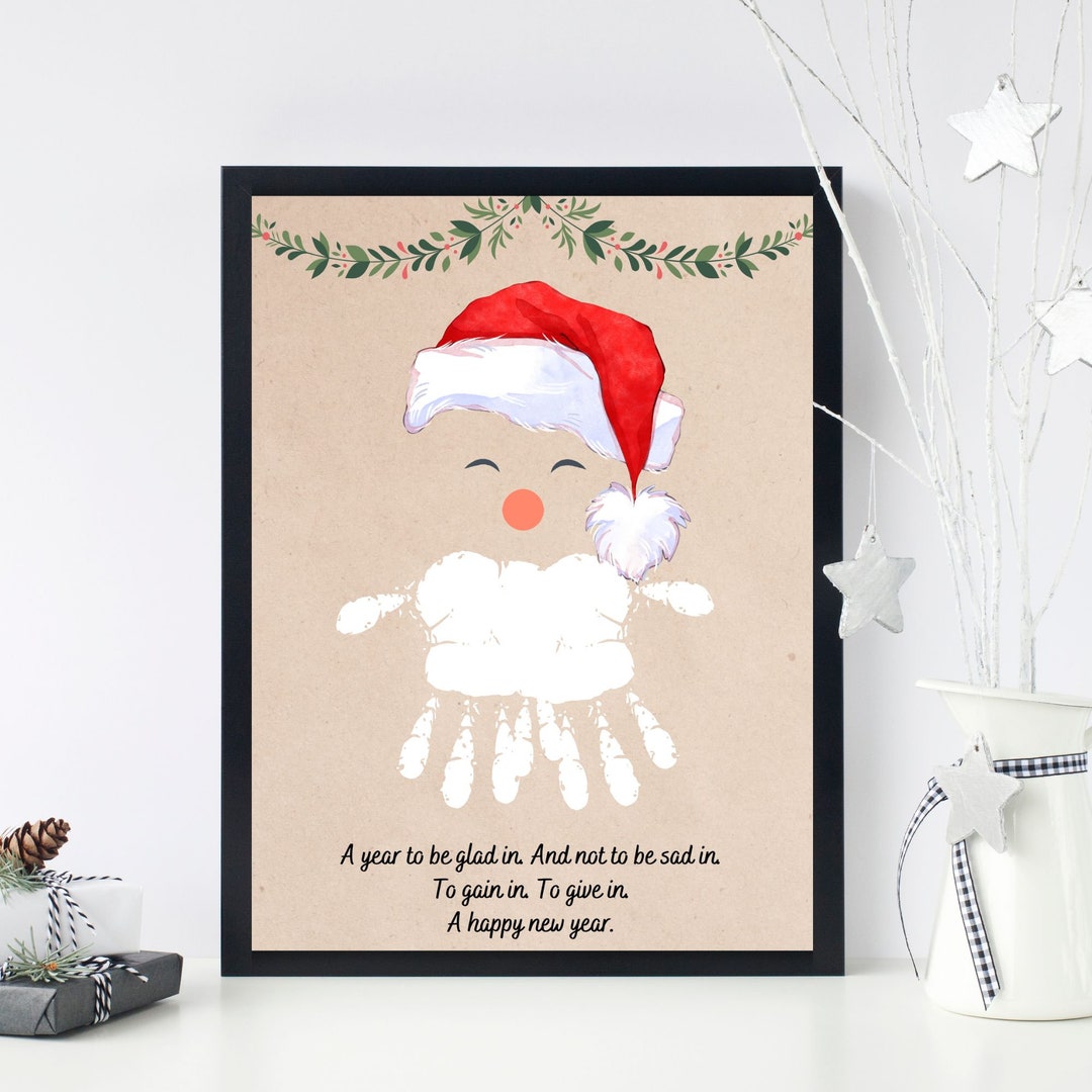 Santa Claus Handprint Art Craft Template Printable | Child Handprint ...