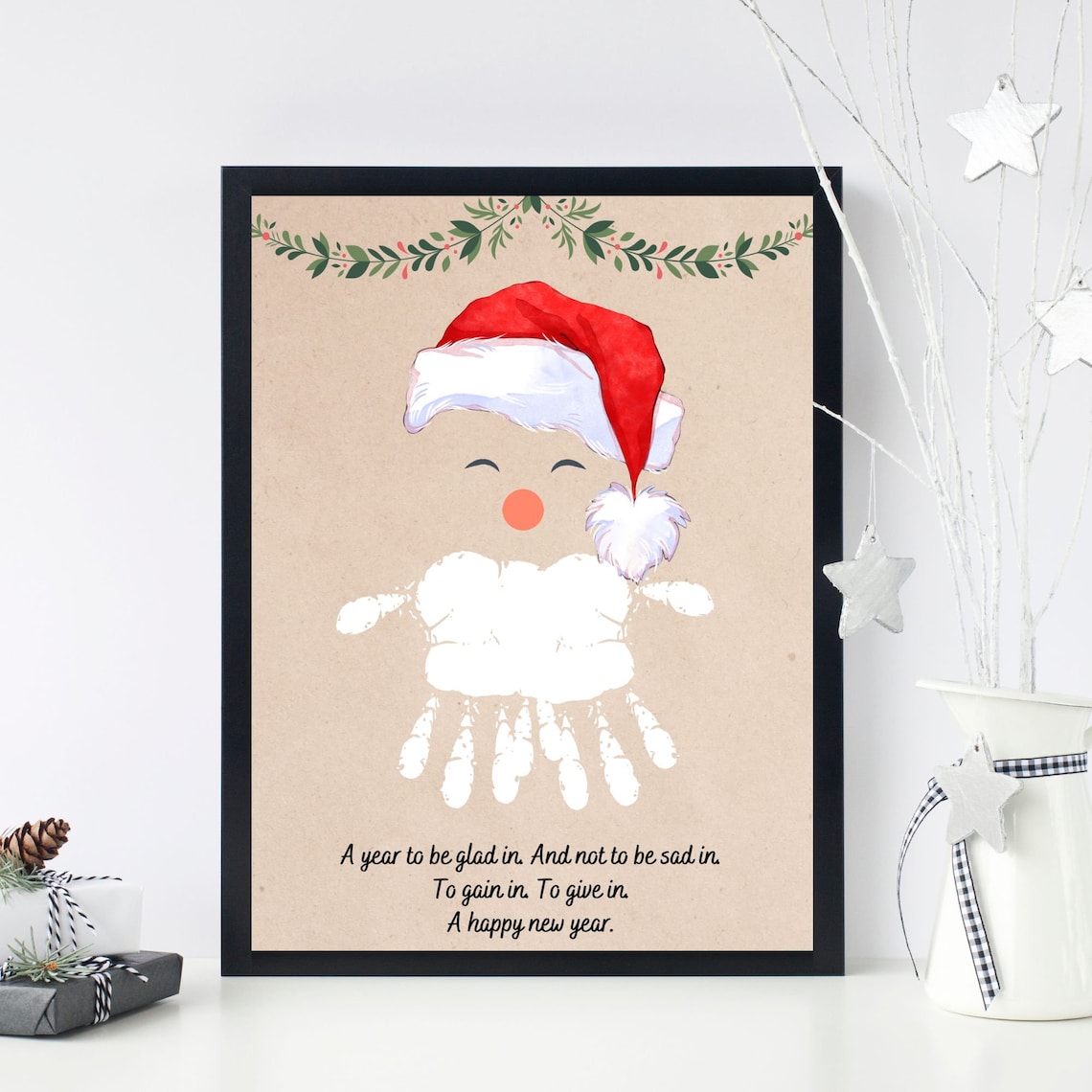 Santa Claus Handprint Art Craft Template Printable Child - Etsy