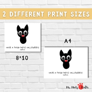 Halloween Bat Handprint Art Craft Printable | Halloween Gift ...