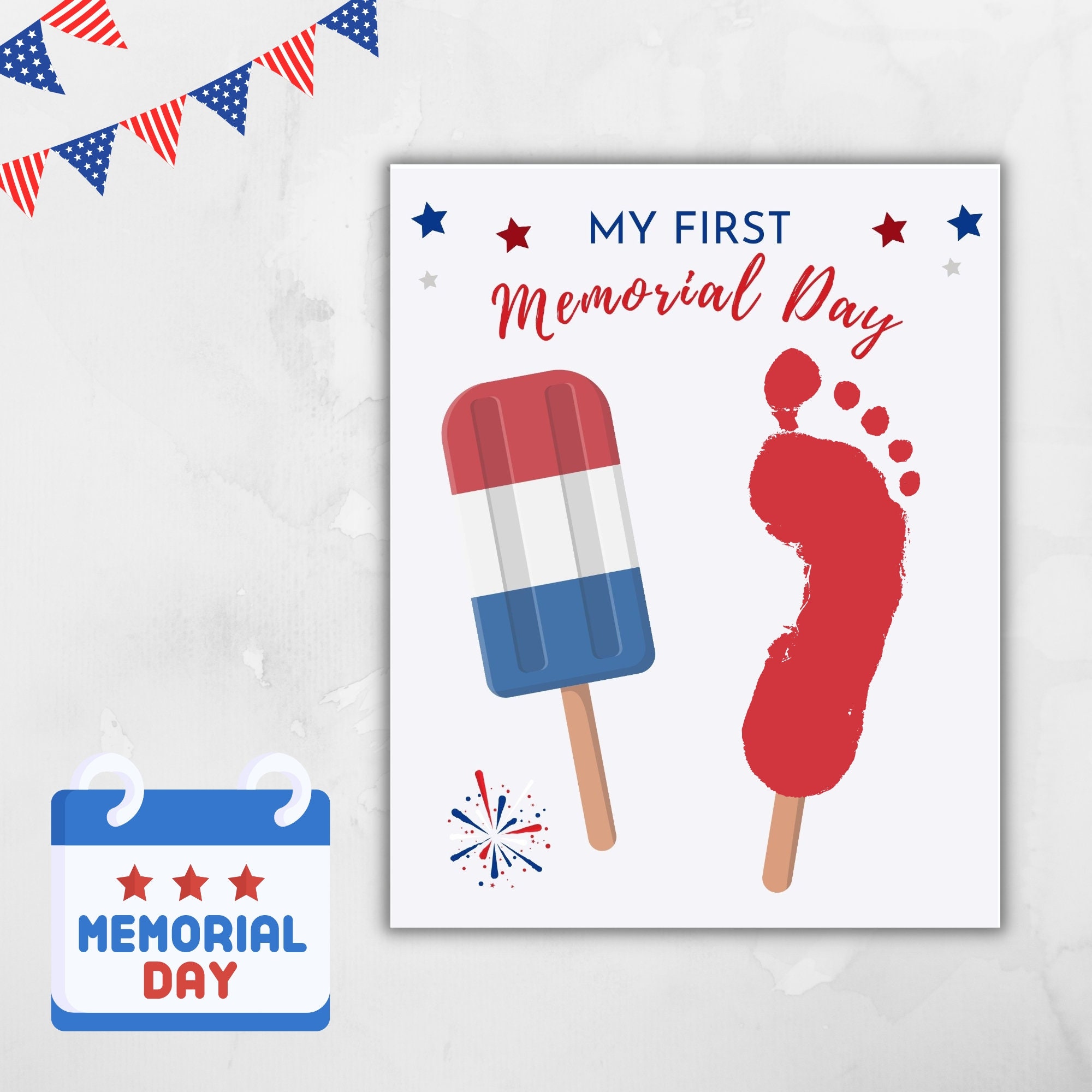 Memorial Day Handprint Footprint Art Сrafts | Patriotic Preschool ...