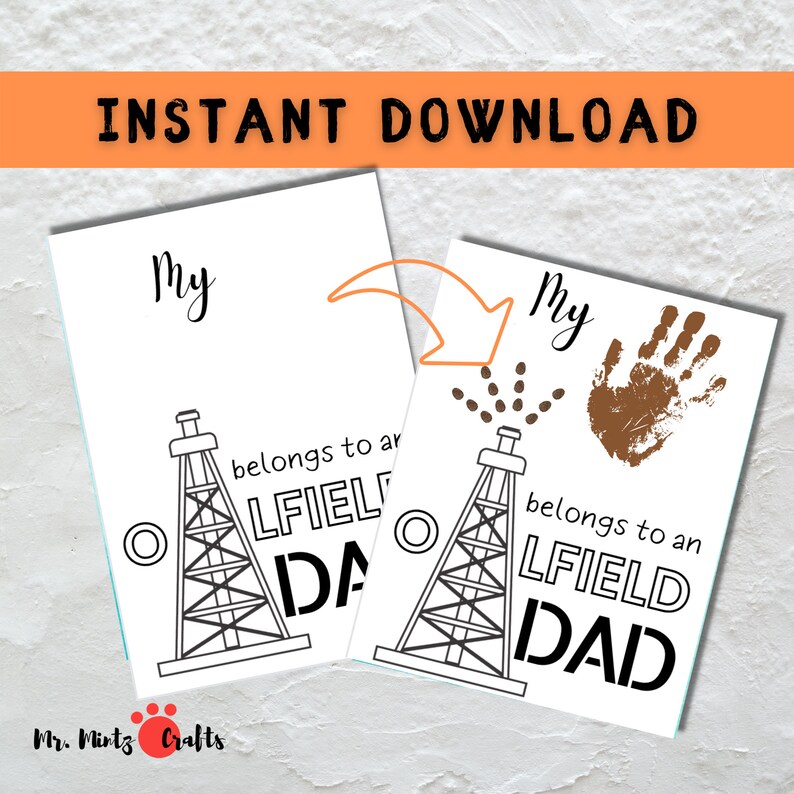Handprint Art Craft Father Dad Oilfield | Fathers Day Gifts From Kids ...