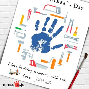 Father’s Day Handprint Craft for Dad | Printable Tool Theme Card for ...
