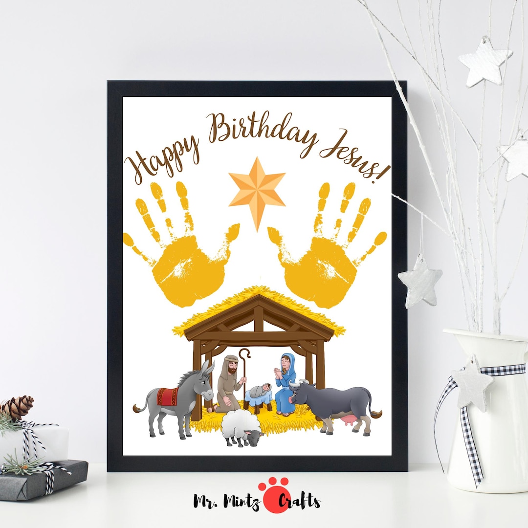 Christmas Nativity Scene Handprint Art Craft | Happy Birthday Jesus ...