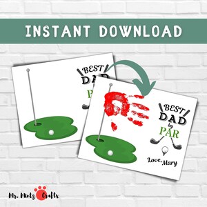 Best Dad by Par Fathers Day Handprint Art Craft Printable | Golf Dad ...