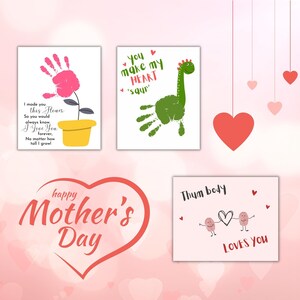 Mothers Day Handprint Fingerprint Art Craft Printable From Son Daughter ...