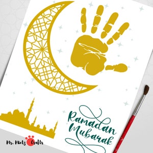 Ramadan Handprint Art Craft Printable | Ramadan Cards| Islamic Crafts ...