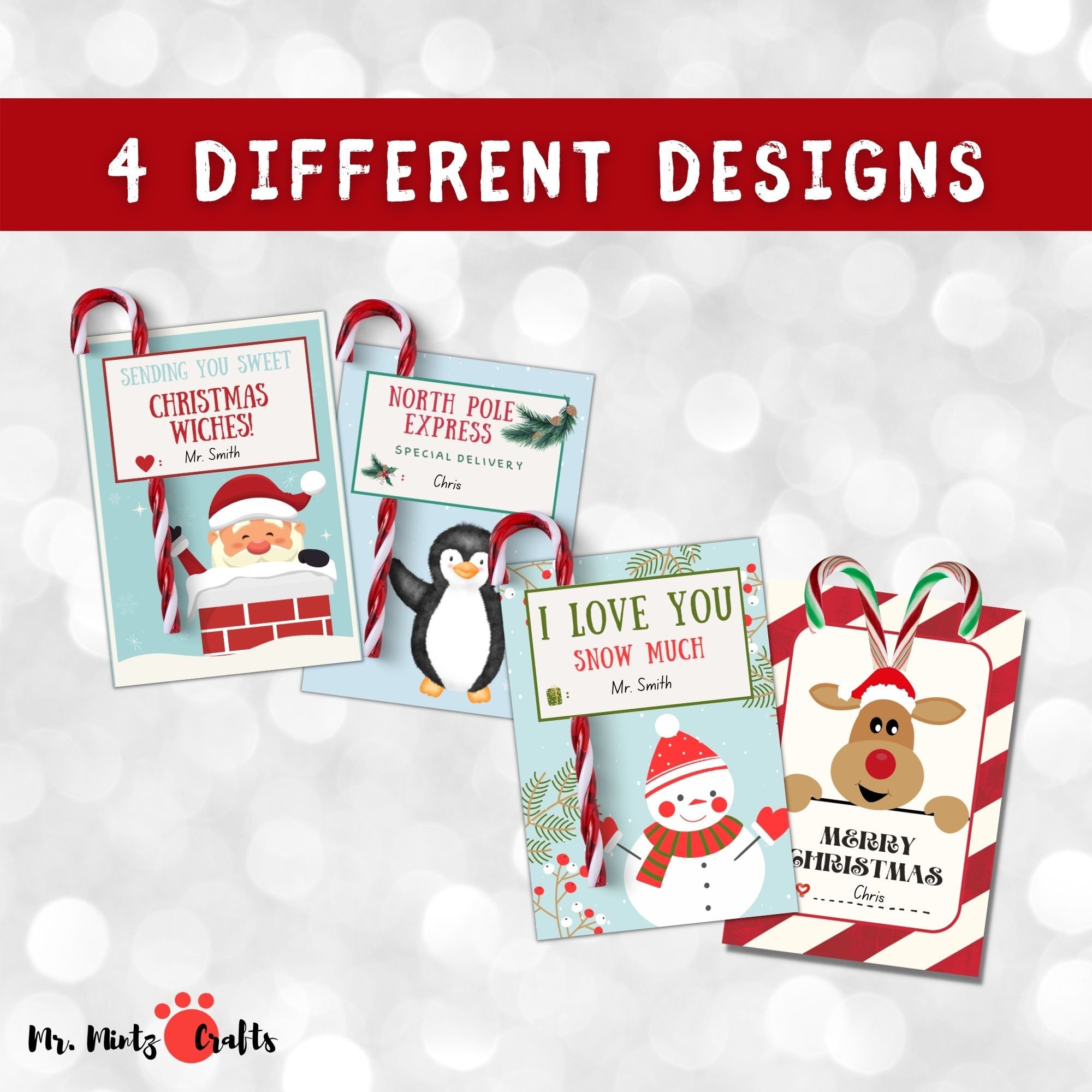 Candy Cane Holder Bundle | Candy Cane Gram | Christmas Candy Cane ...