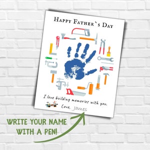 Father’s Day Handprint Craft for Dad | Printable Tool Theme Card for ...