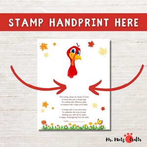 Turkey Handprint Poem Art Craft Printable | Turkey Handprint Preschool ...