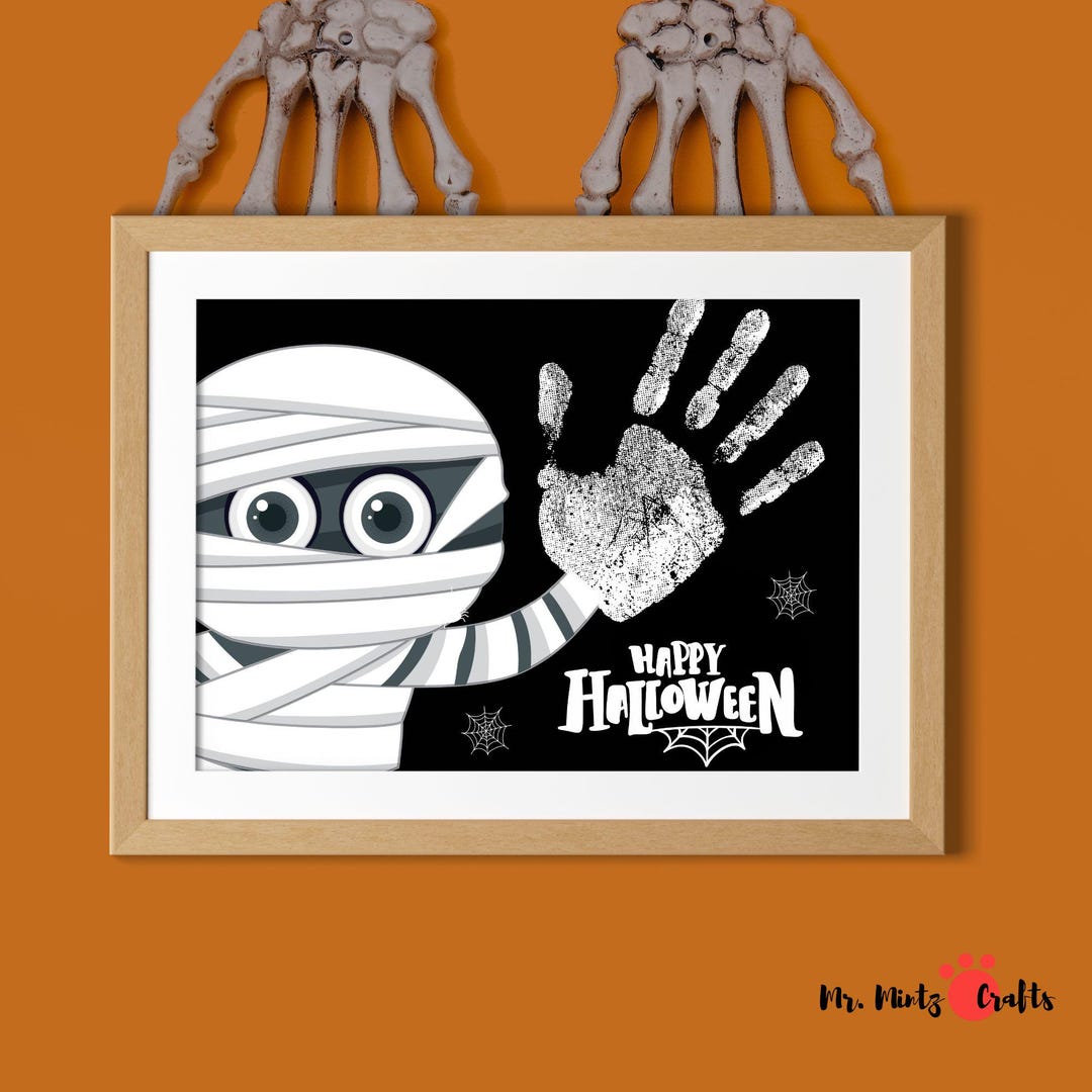 Mummy Handprint Halloween Keepsake Craft for Kids Preschool Toddler ...