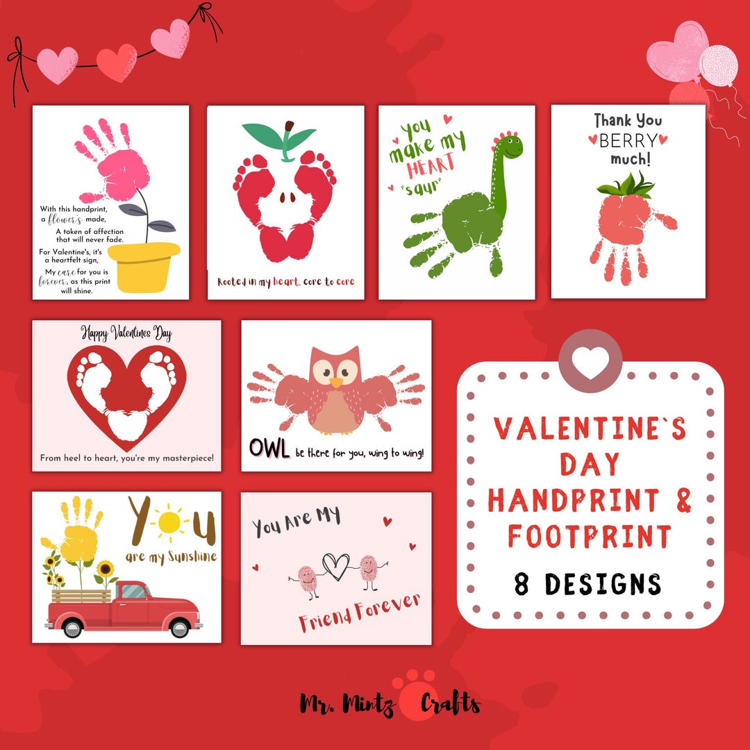 Valentines Handprint Art | Valentines Day Handprint Footprint Art Craft ...