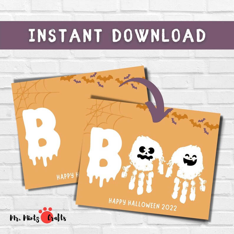 Ghost Boo Handprint Craft for Kids Fall Preschool Handprint - Etsy