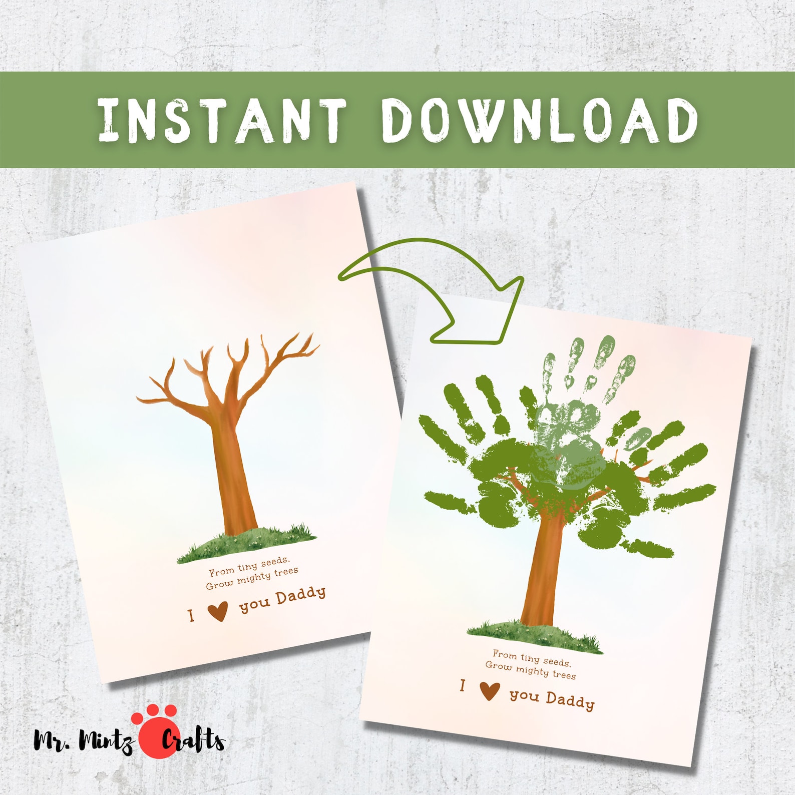 Tree Handprint Art Craft Fathers Day Handprint Gifts for Dad From ...