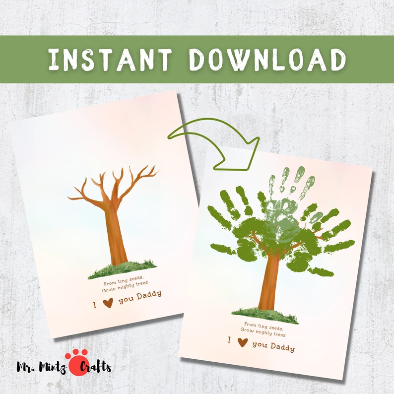 Tree Handprint Art Craft Fathers Day Handprint Gifts for Dad - Etsy