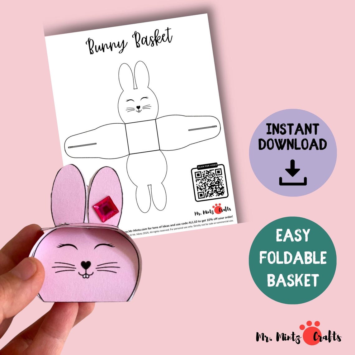 Printable Bunny Basket Template | DIY Easter Basket for Kids | Easter ...
