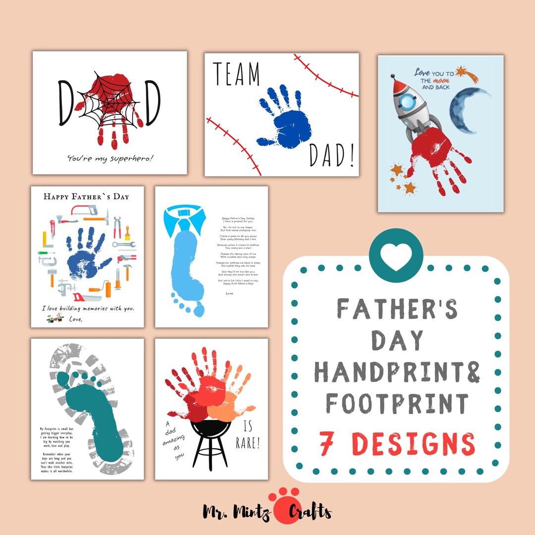Handprint for Dad Daddy Fathers Day Handprint Footprint Art - Etsy