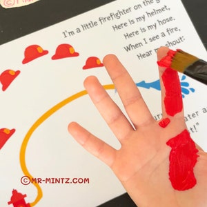 Firefighter Fathers Day Gift | Fathers Day Handprint Art Craft ...