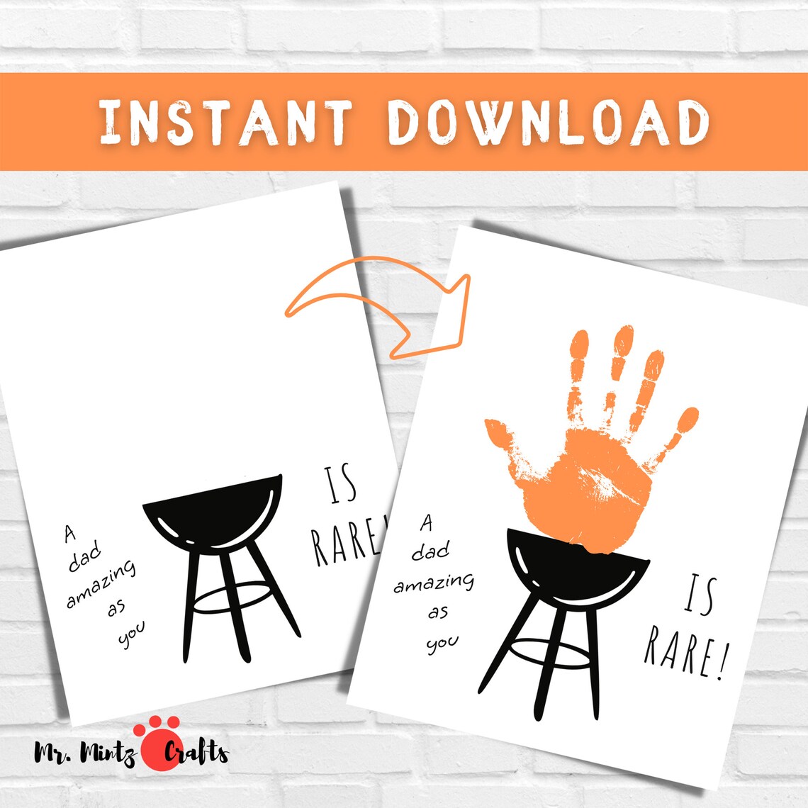 Fathers Day Gifts From Kids Grill Handprint Art Craft for - Etsy