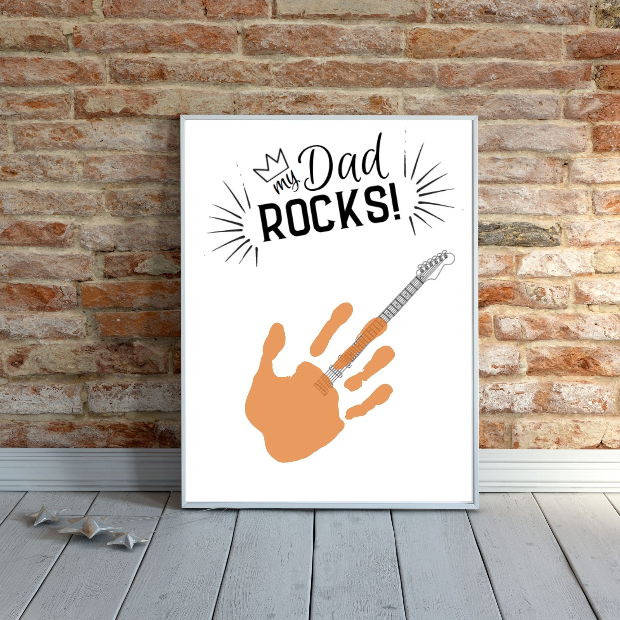 Handprint Art Craft Fathers Day My Dad Rocks Father's - Etsy