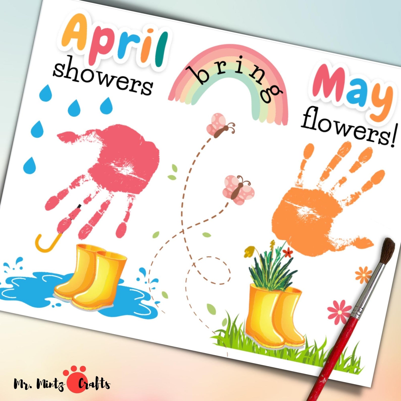 April Showers Bring May Flowers Art Craft Printable Spring Activities ...