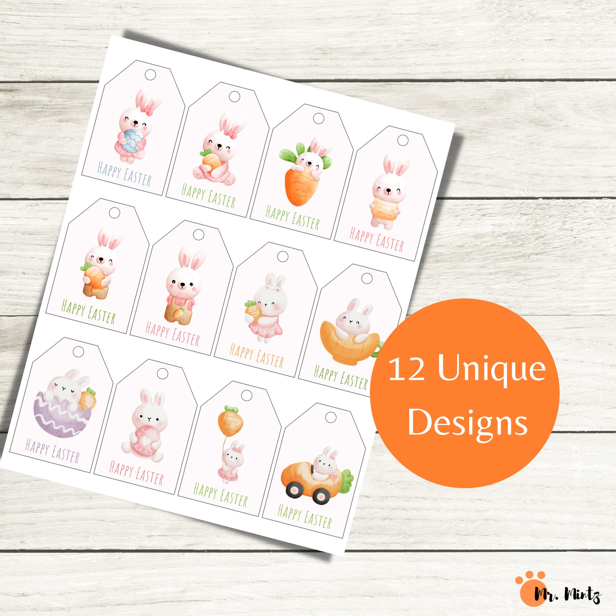 Easter Gift Tags Easter Basket Tag Printable Happy Easter - Etsy